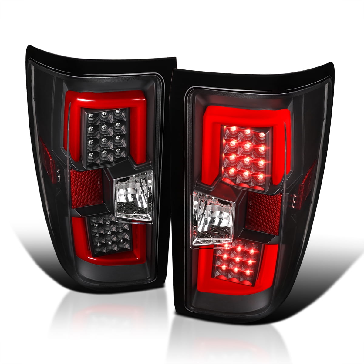 Spec-D Tuning Black Housing Clear Lens Red LED Bar Tail Lights ...