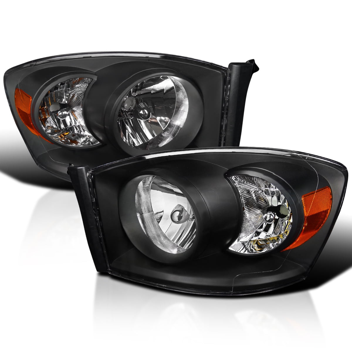 Spec-D Tuning Black Housing Headlights Compatible with 2006-2008 Dodge Ram 1500, 2006-2009 Dodge ...