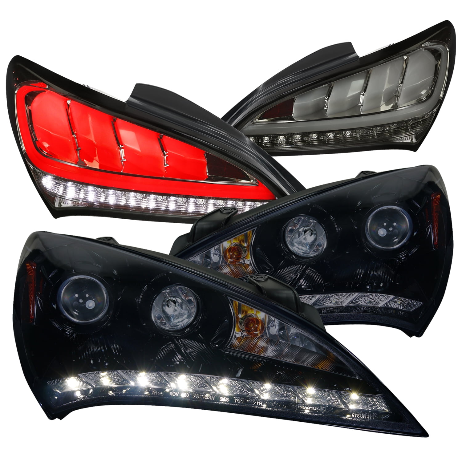 Spec-D Tuning Black Housing Smoke Lens Projector Headlights R8 Style ...