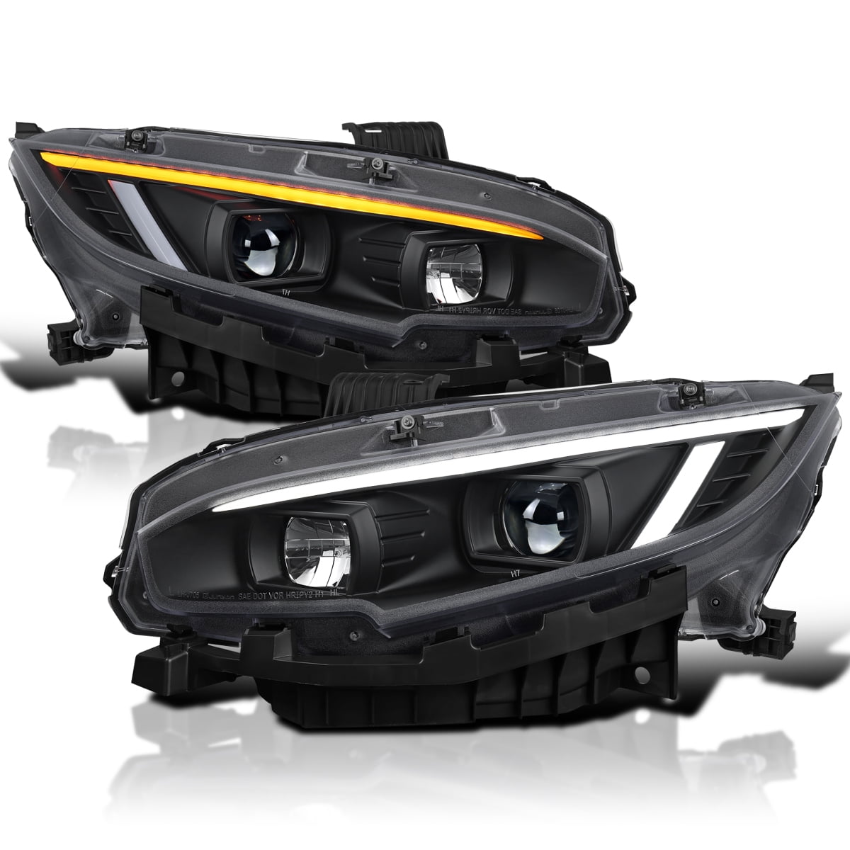 Spec-D Tuning Black LED DRL Projector Headlights w/ Switchback and ...
