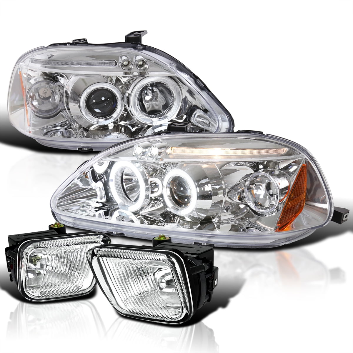 Spec-D Tuning Black LED Halo Projector + H1 6000K HID Kit Compatible ...