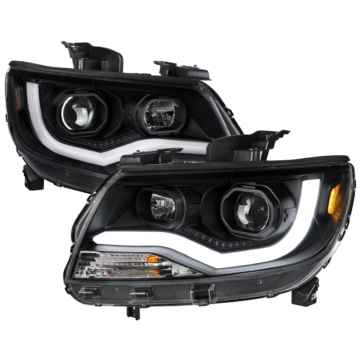 Spec-D Tuning Black LED Light Bar Projector Headlights Compatible with ...