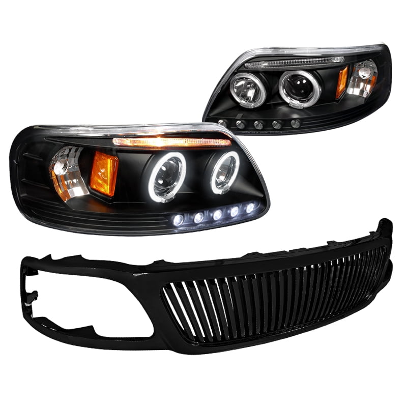 Spec-D Tuning Black LED Projector Halo Headlights Compatible with 1993 ...