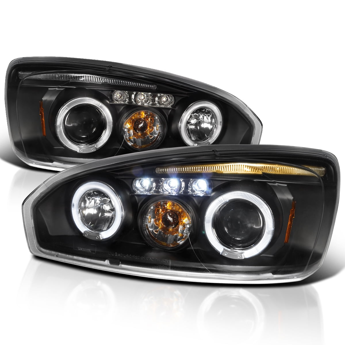 Spec-D Tuning Black LED Dual Halo Projector Headlights Compatible with ...