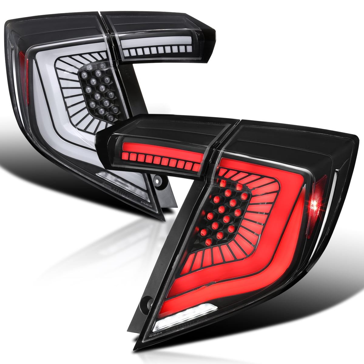 Spec-D Tuning Black LED Tail Lights w/ LED Sequential Turn Signals and ...