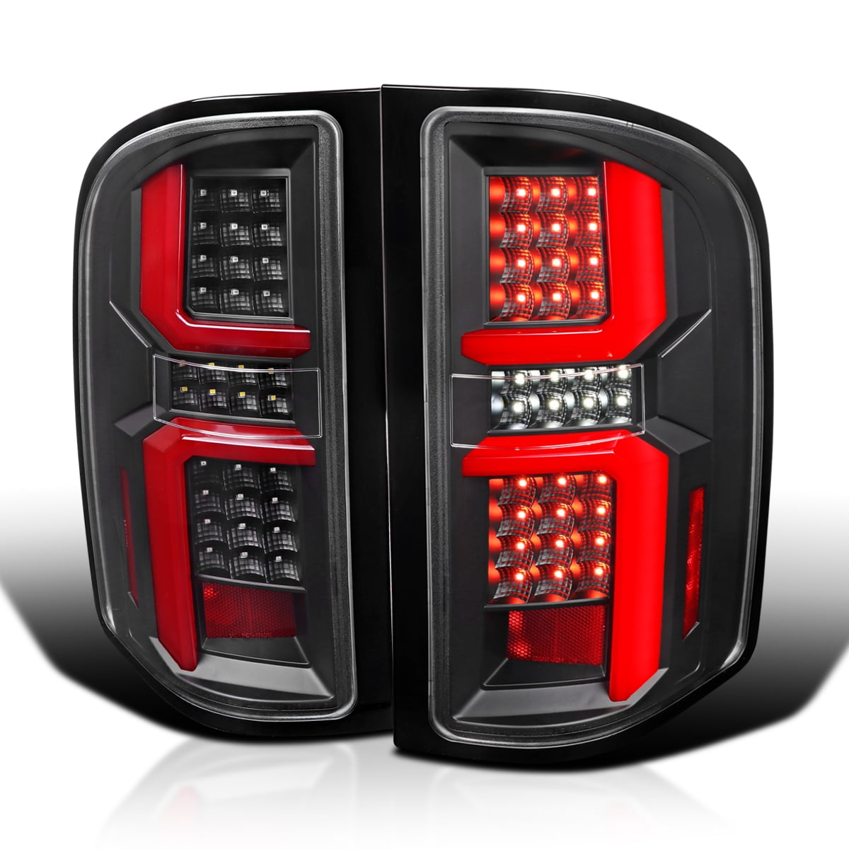 Spec-D Tuning Black LED Tail Lights w/ Red LED Light Bars Compatible ...