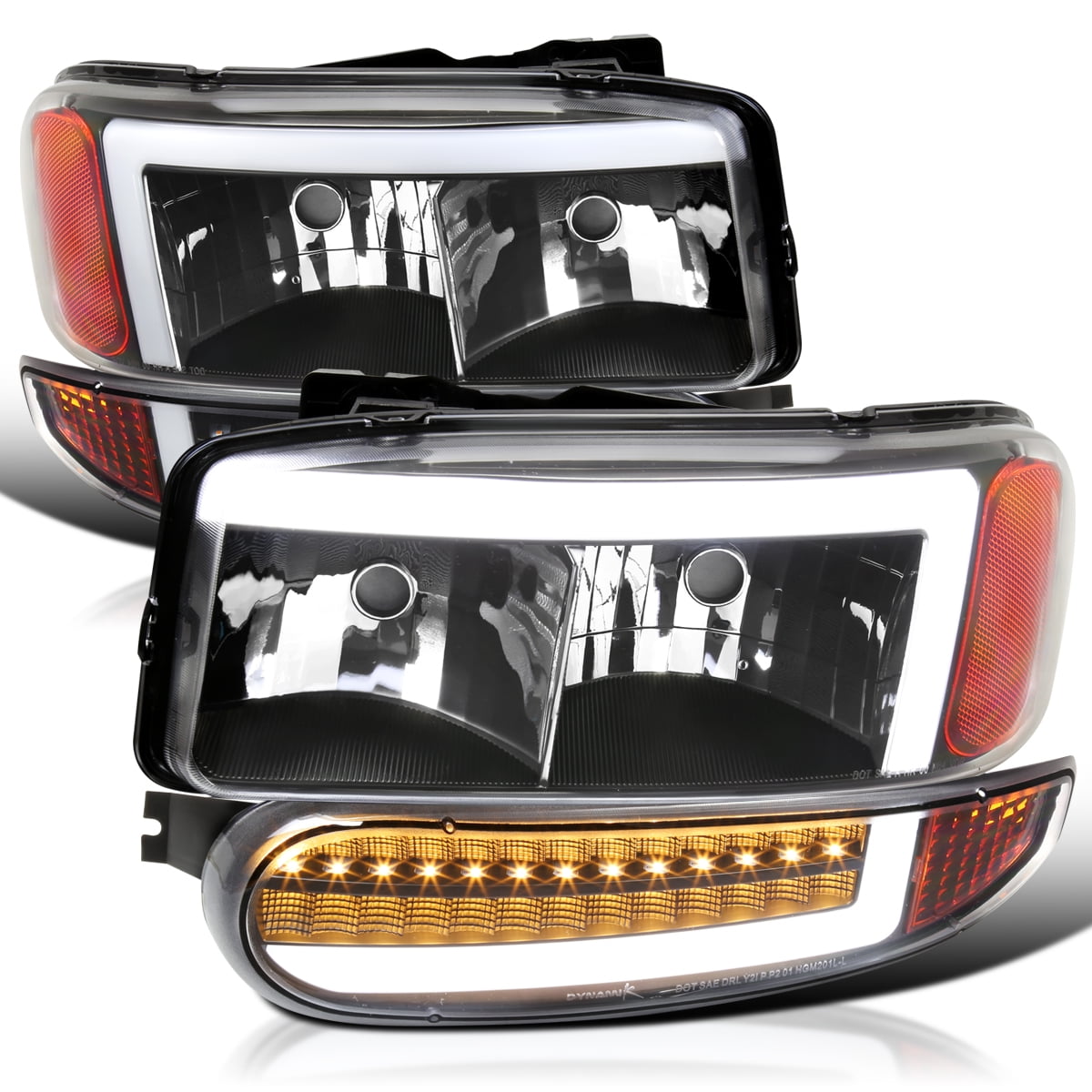 Spec-D Tuning Black LED Tube Headlights + Sequential Bumper Lights ...