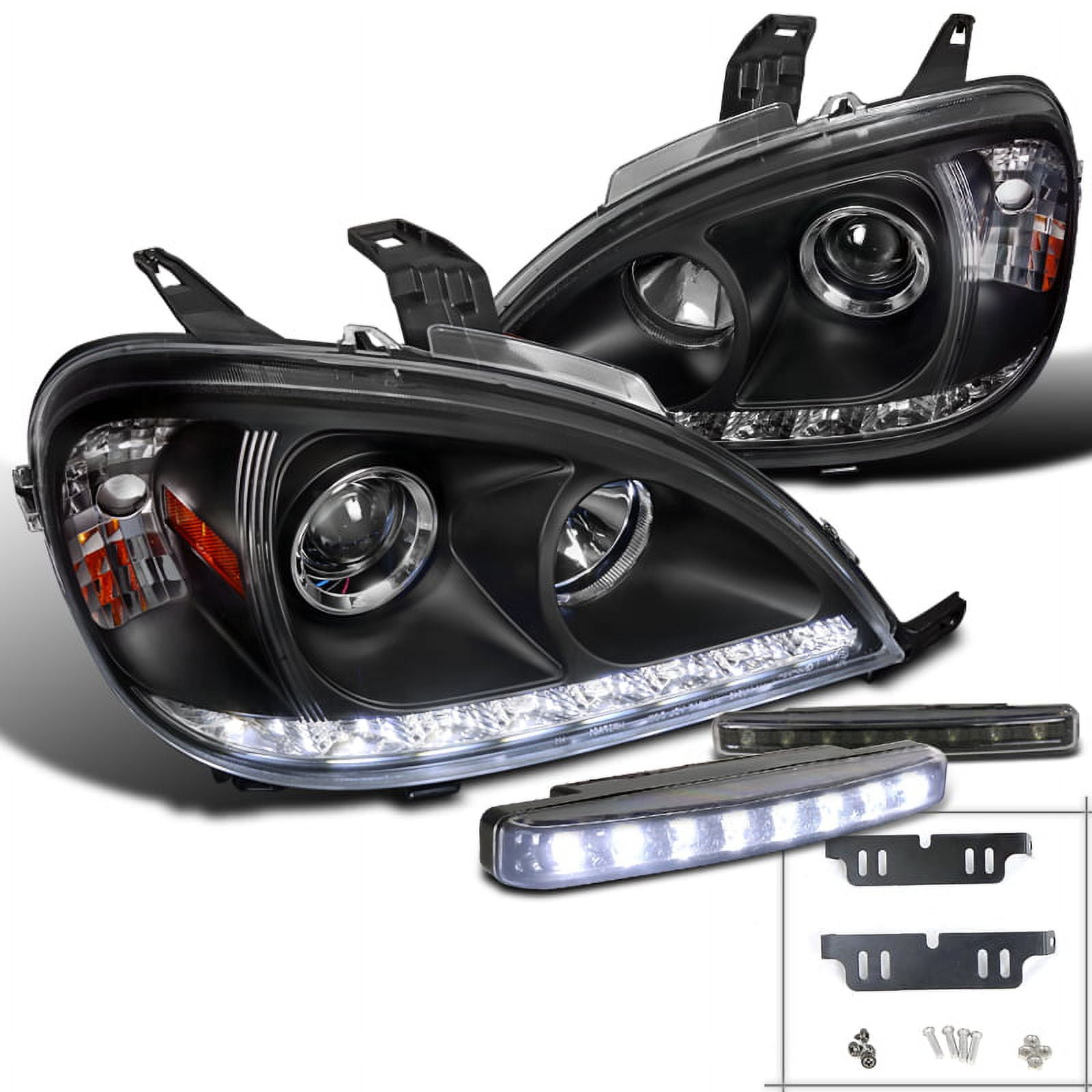 Spec-D Tuning Black Projector Headlights + 8 LED Fog Lights Compatible ...
