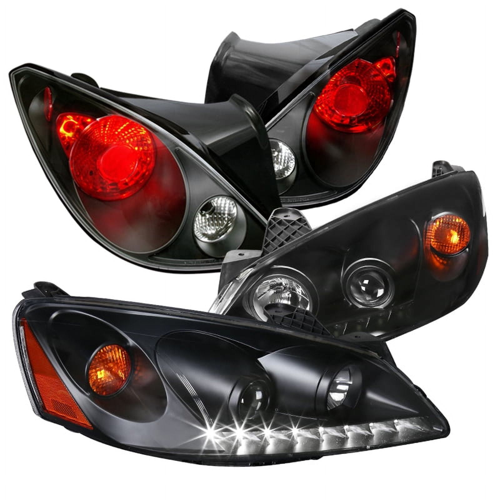 Spec-D Tuning Black Projector Headlights + LED Driving Fog Lamps ...