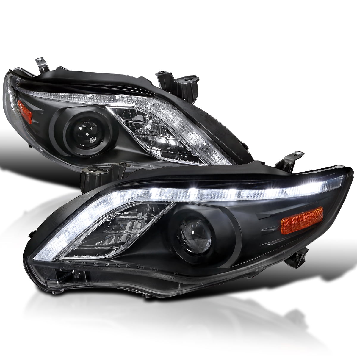 Spec-D Tuning Black Projector Headlights LED Strip Compatible with 2011 ...