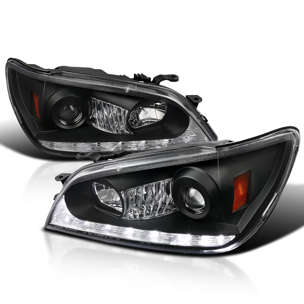 Spec-D Tuning Black Projector Headlights W/ LED Signal Strip Compatible ...