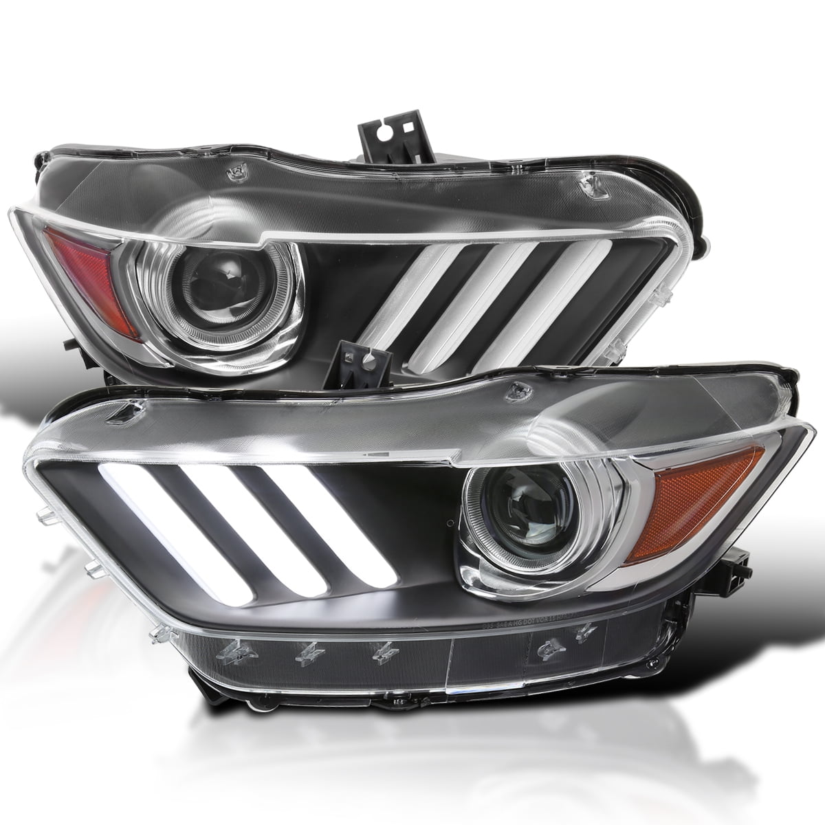 Spec-D Tuning Black Projector Headlights w/ LED Sequential Switchback ...