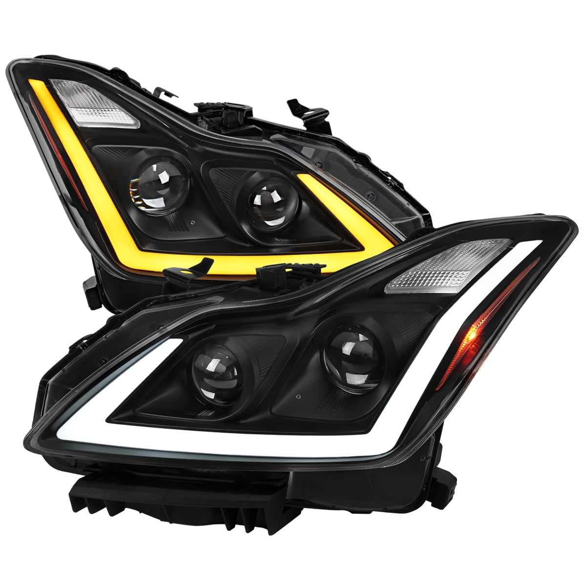 Spec-D Tuning Black Projector Headlights w/ LED Sequential Turn Signal ...