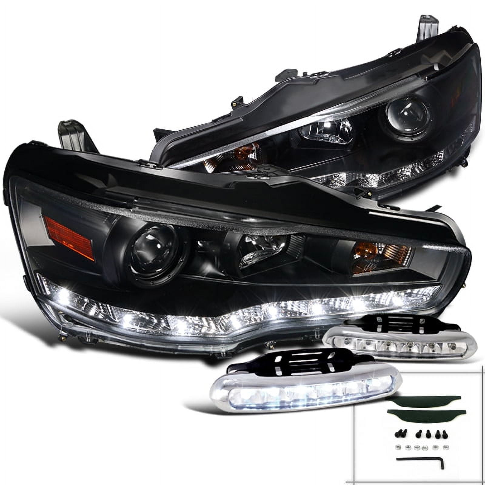 Spec-D Tuning Black R8 Style LED Projector Headlight + Bumper Fog Lamp ...