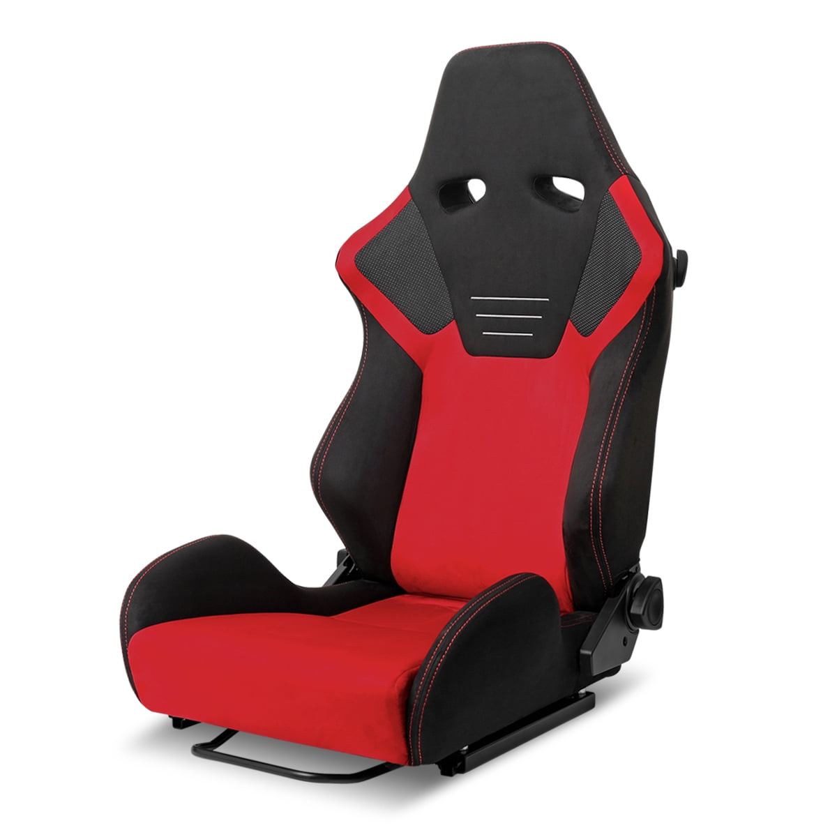 Spec-D Tuning Black/Red Premium Suede, Fully Reclinable Racing Seat w ...