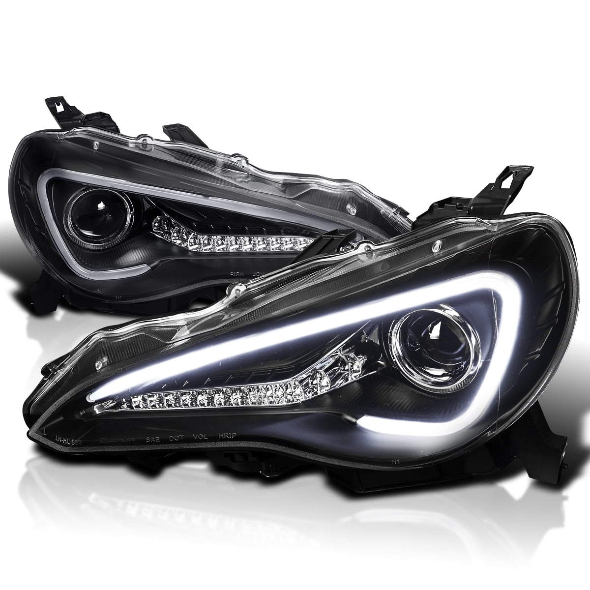 Spec-D Tuning Black Sequential LED Turn Signal Projector Headlights ...