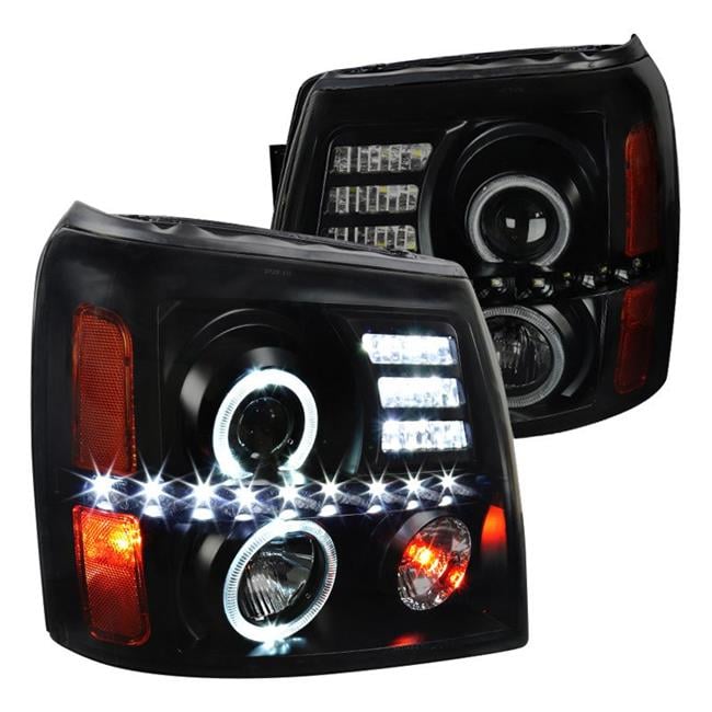 Spec D Tuning Black & Smoke Dual Halo Projector Headlights with LED DRL ...