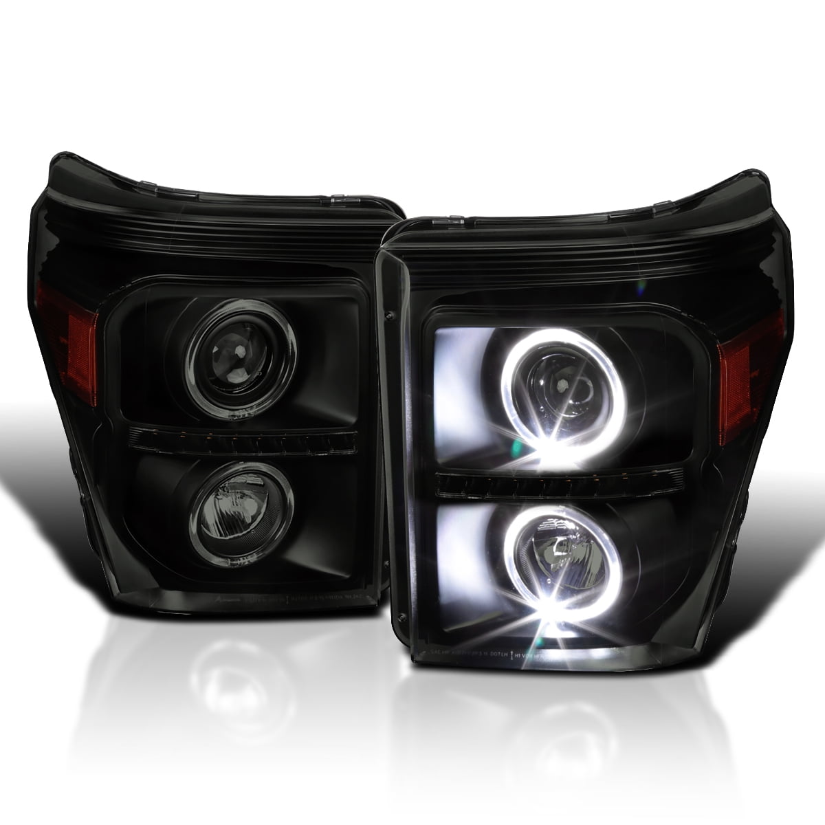 Spec-D Tuning Black Smoke Halo Projector Headlights w/ LED Compatible ...