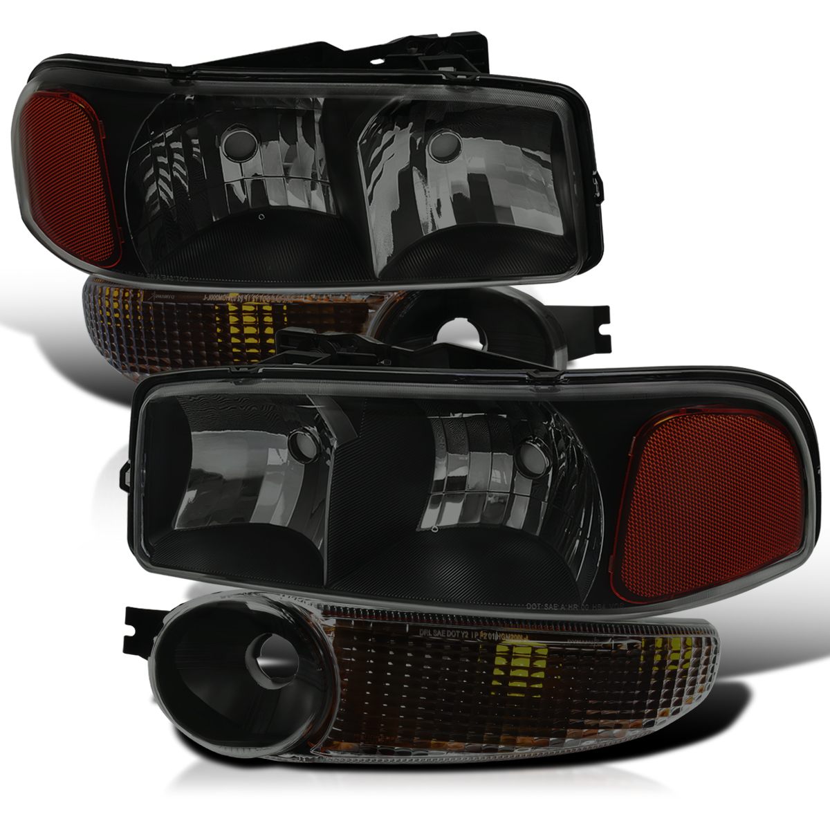 Spec-D Tuning Black Smoke Headlights + Bumper Lamps Compatible with ...