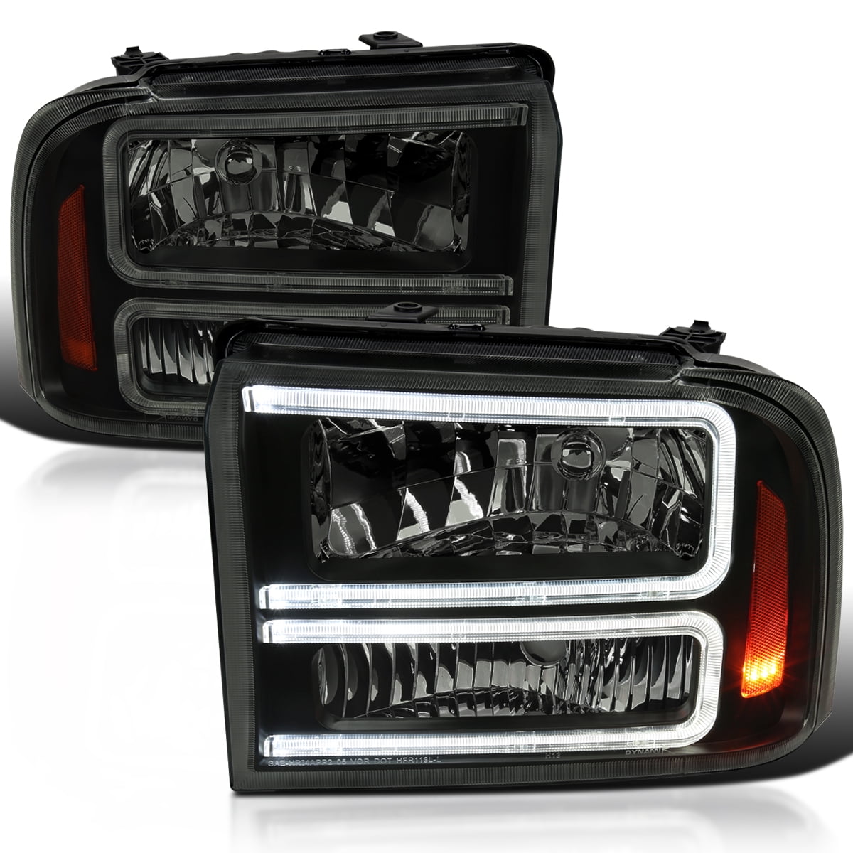 Spec-D Tuning Black Smoke LED BAR Headlights Compatible with 2005-2007 ...