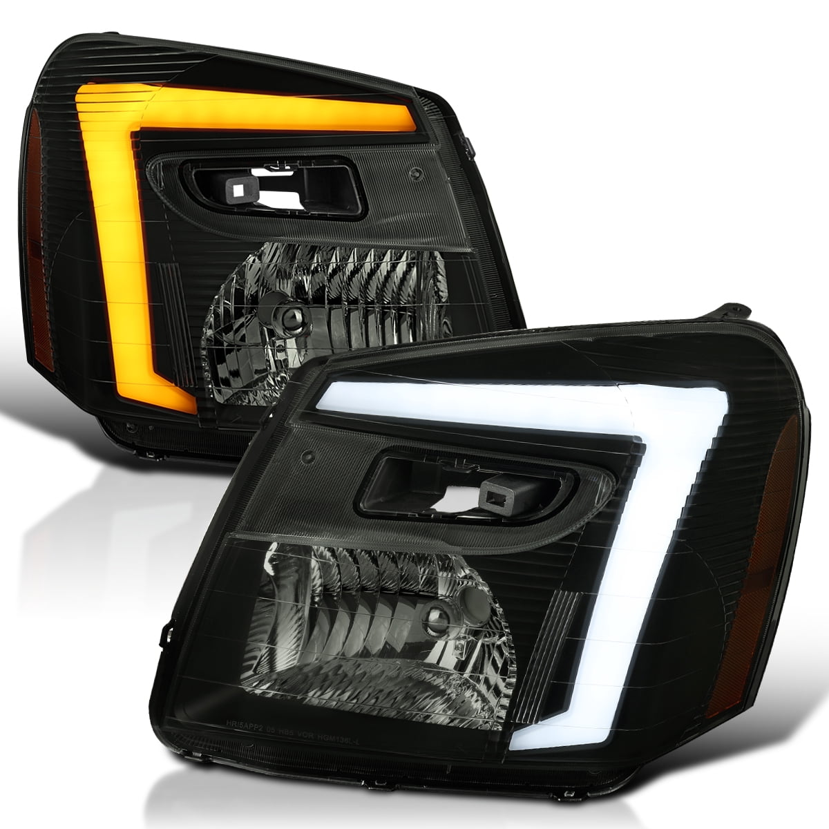 Spec-D Tuning Black Smoke LED Strip Headlights w/Sequential Signal ...