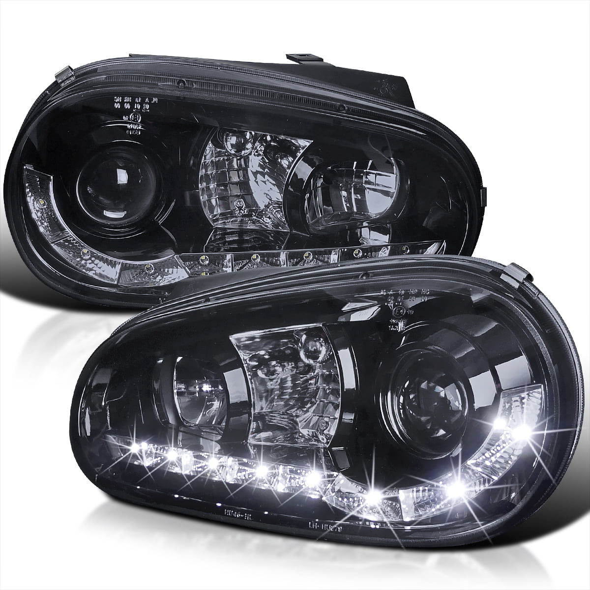 Spec-D Tuning Black Smoke Projector Headlights w/ LED Strip Compatible ...