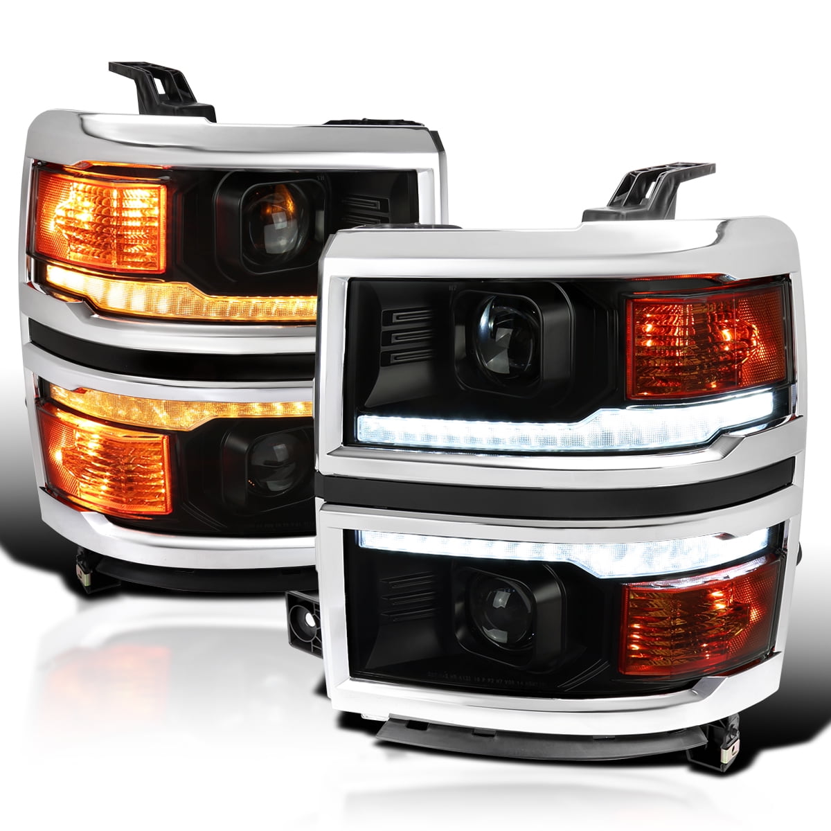 Spec-D Tuning Black Smoke Projector Headlights, Sequential LED Strip ...