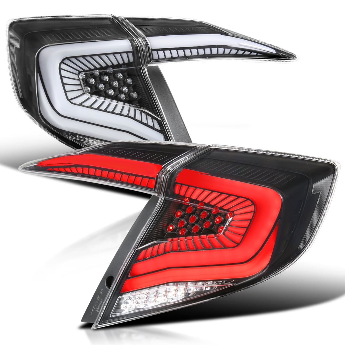 Spec-D Tuning Black Tail Lights w/ White LED Strips, Sequential LED ...