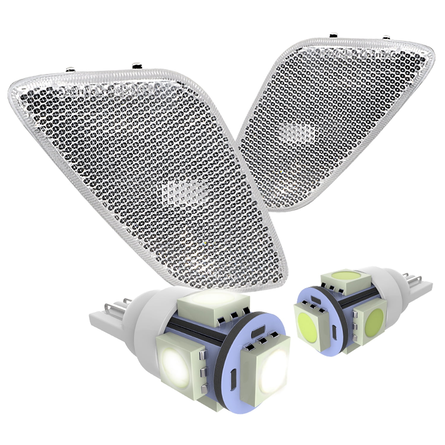 Spec-D Tuning Chrome Clear Front Side Markers + White T10 Led Bulbs ...