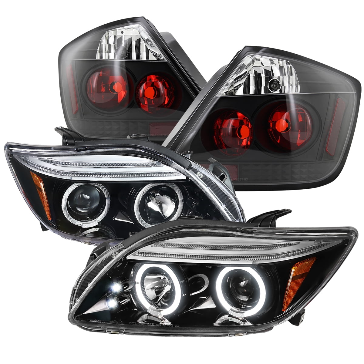 Spec-D Tuning Chrome Clear Halo LED Projector Headlight + LED Fog Lamp ...