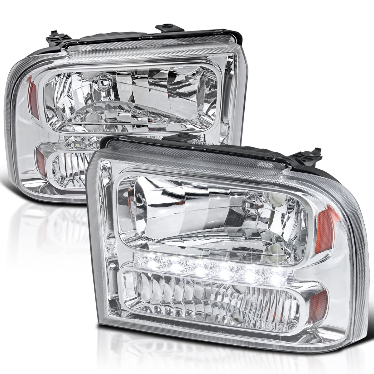 Spec-D Tuning Chrome Clear Led Headlights Compatible with 2005-2007 ...