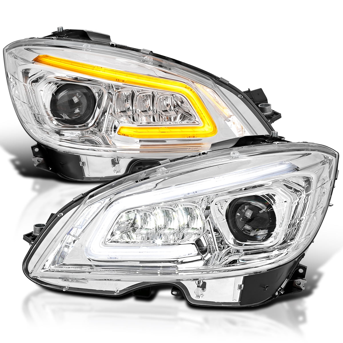 Spec-D Tuning Chrome Full LED Projector Headlights w/ Sequential Turn ...
