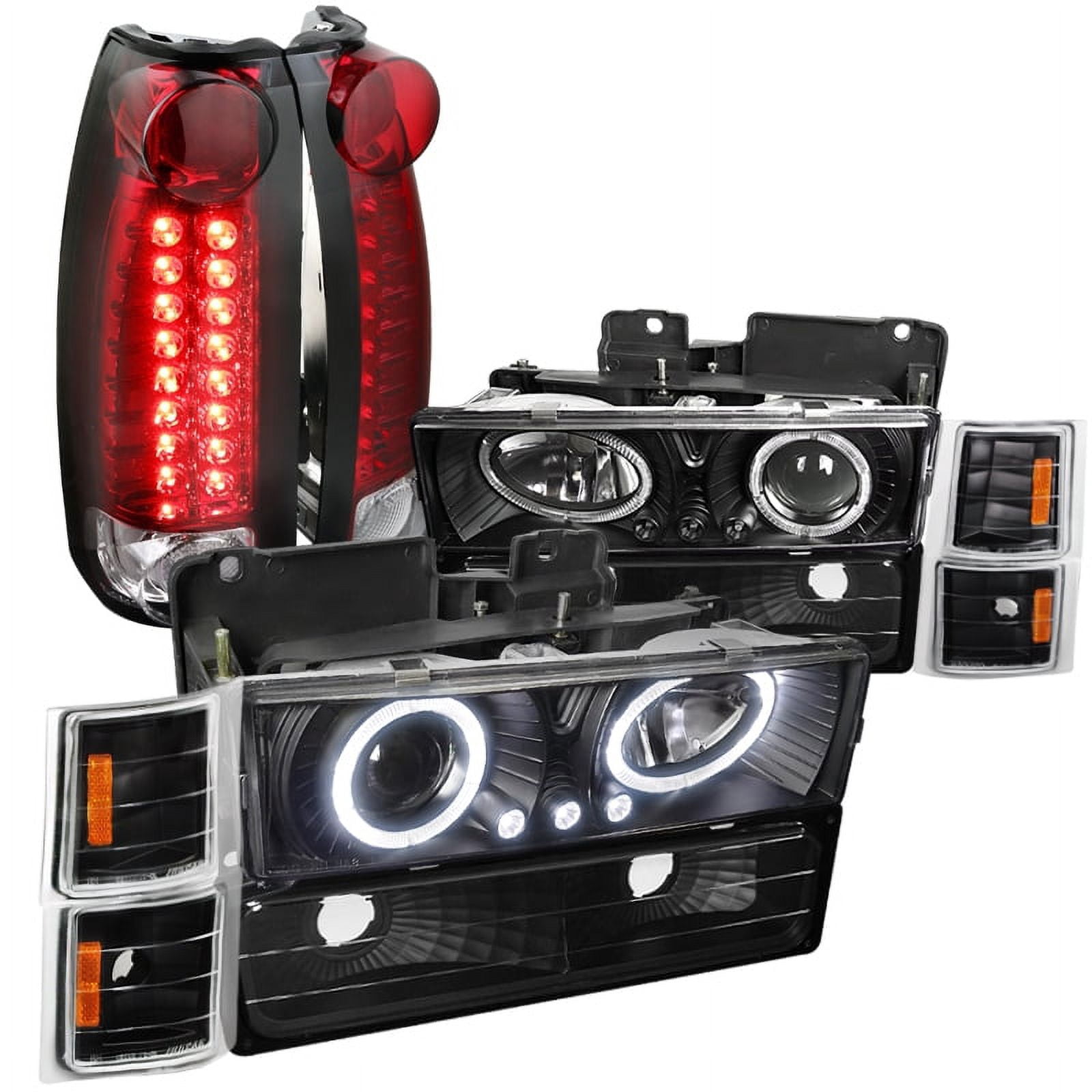 Spec-D Tuning Chrome Halo LED Projector Headlights Bumper Lights Fog ...