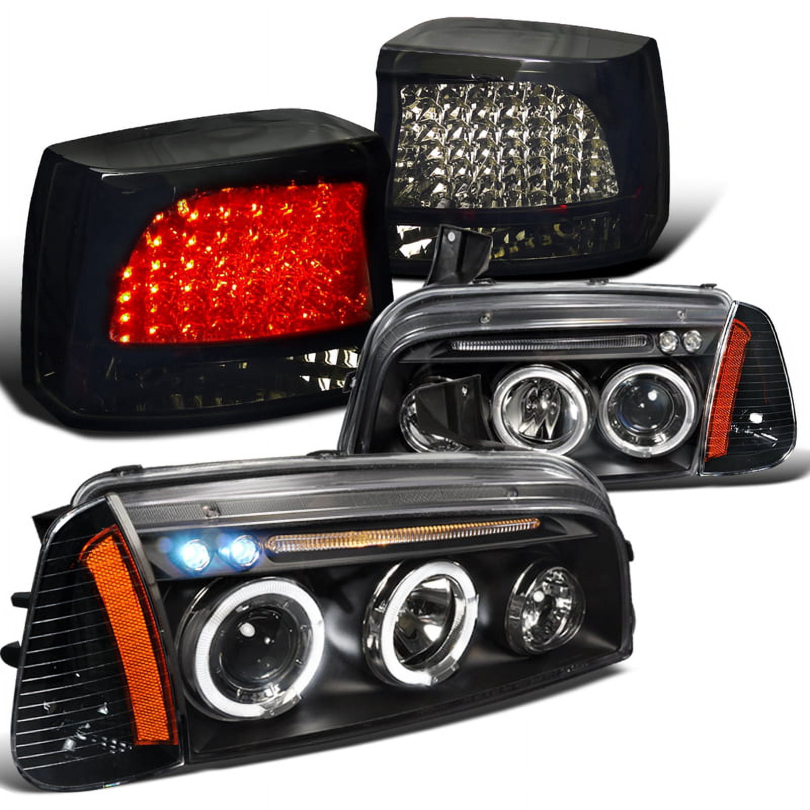 Spec-D Tuning Chrome Halo LED Projector Headlights Fog Lights LED Lamps ...