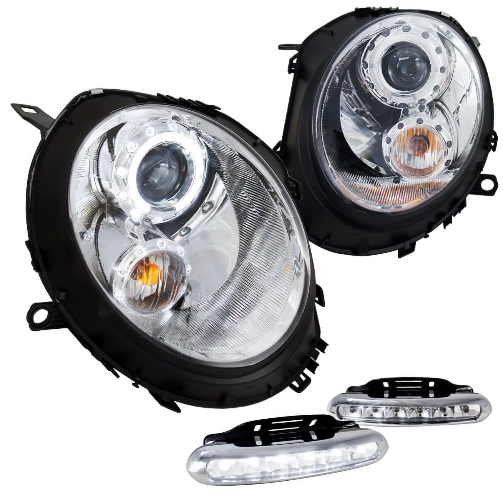 Spec-D Tuning Chrome Halo LED Projector Headlights LED Strip Fog Lamps ...