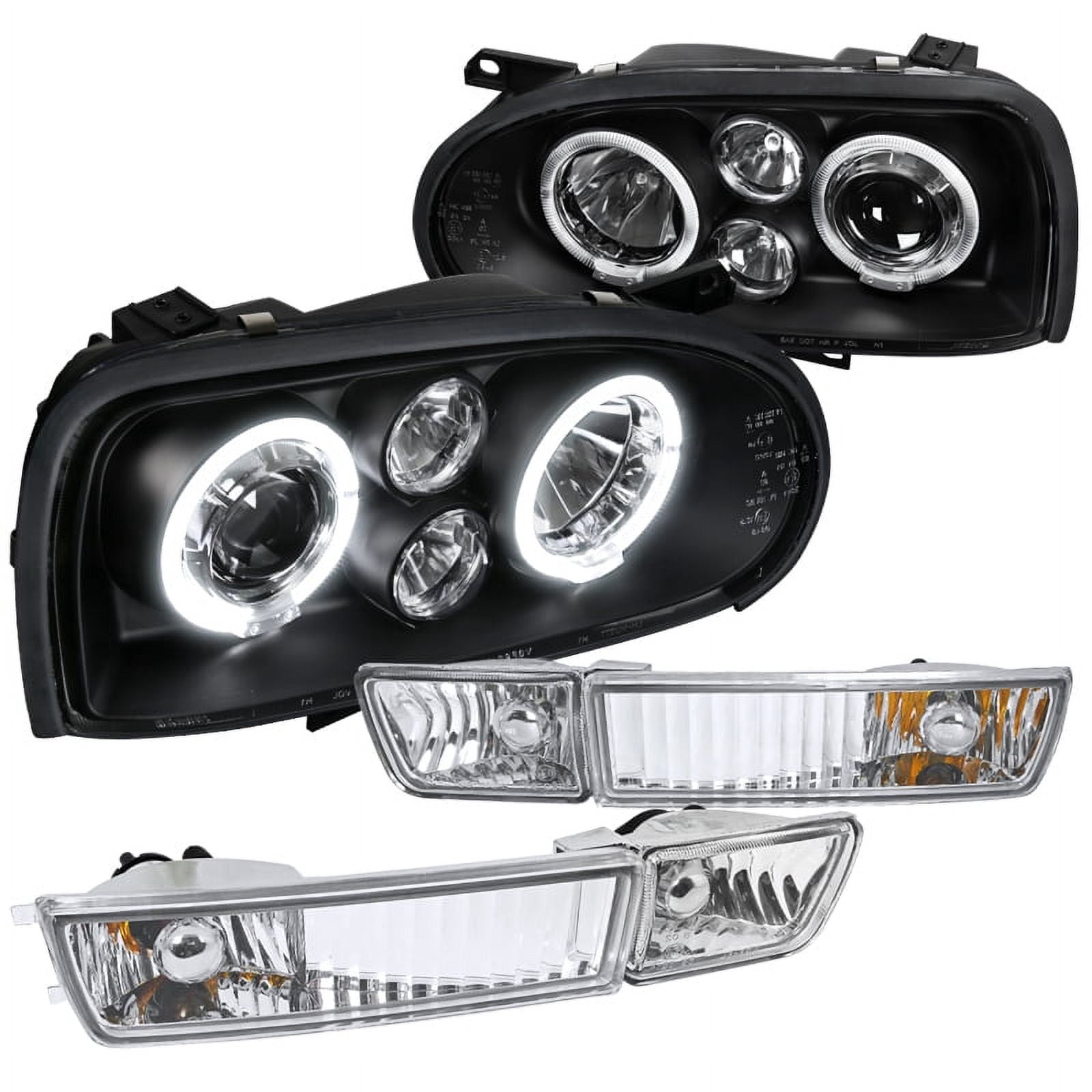 Spec-D Tuning Chrome Halo LED Projector Headlights Mesh Style Grille ...