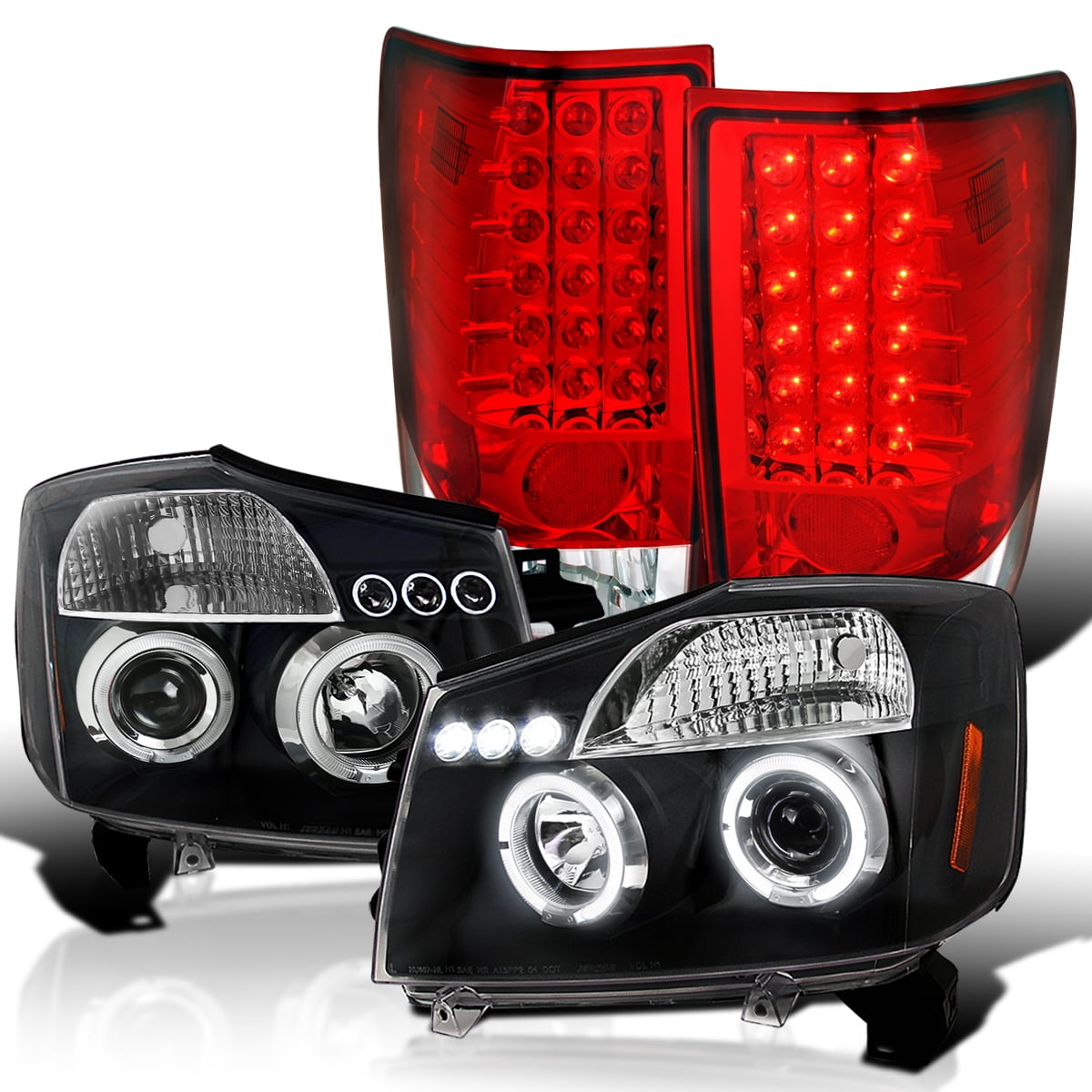 Spec-D Tuning Chrome Halo Projector Headlights + 6-LED Bumper Fog Lamps ...