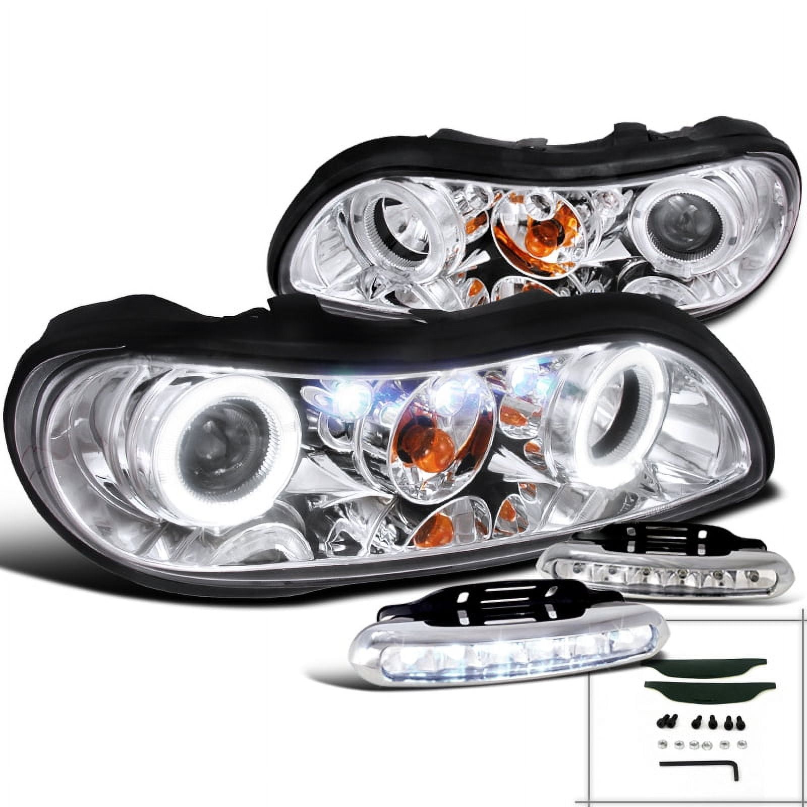 Spec-D Tuning Chrome Halo Projector Headlights + Running Daytime LED ...