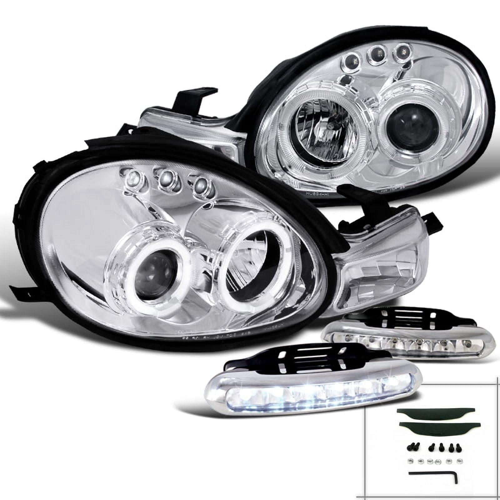 Spec-D Tuning Chrome Halo Projector Headlights W/White LED Fog Lamps ...