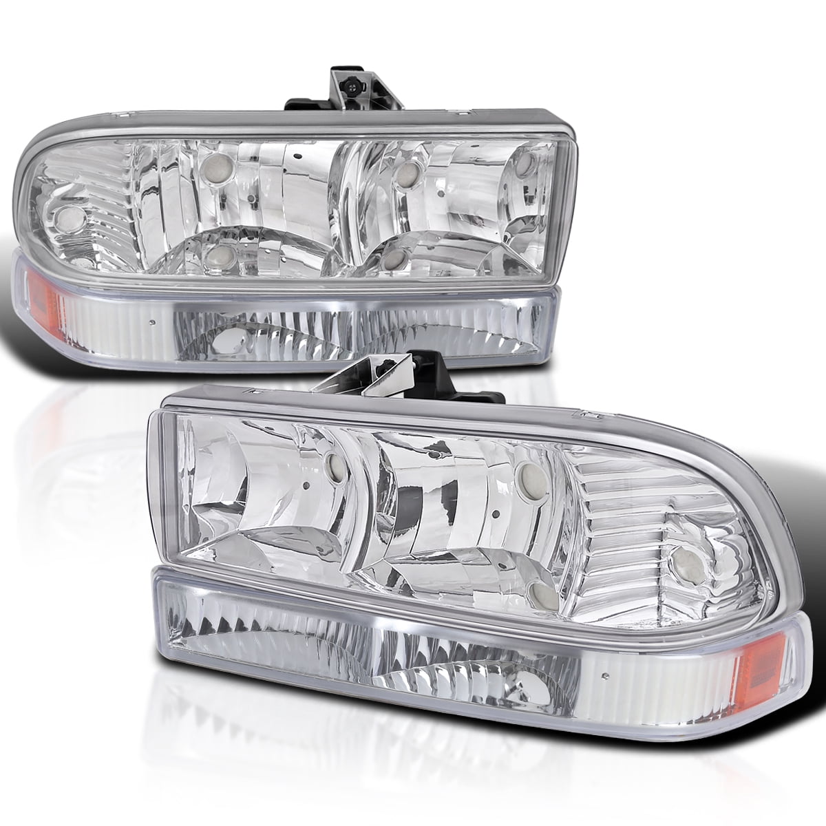 Spec-D Tuning Chrome Headlights + Chrome Bumper Lights Compatible with ...