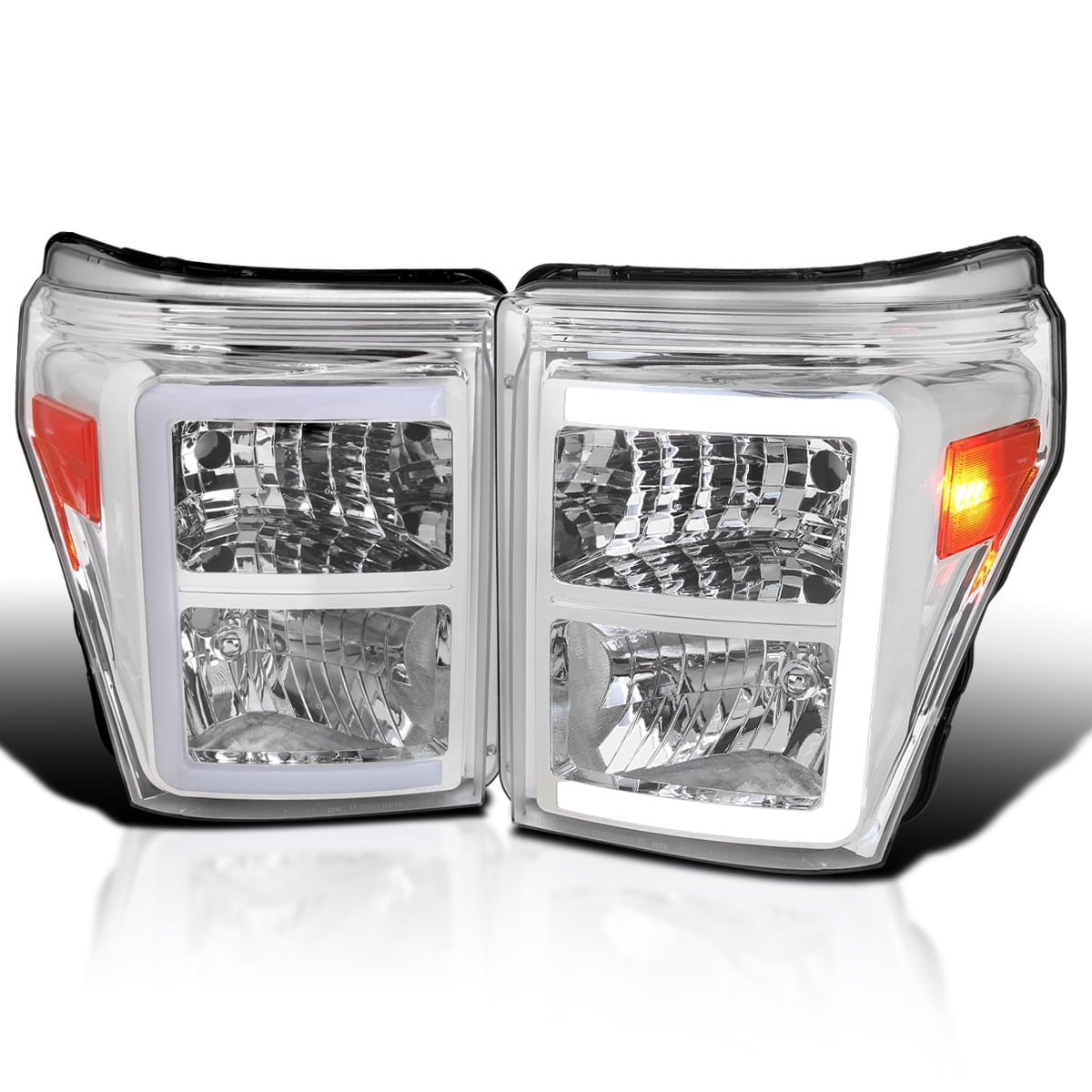 Spec-D Tuning Chrome Headlights with Dynamic LED Strip Compatible with ...