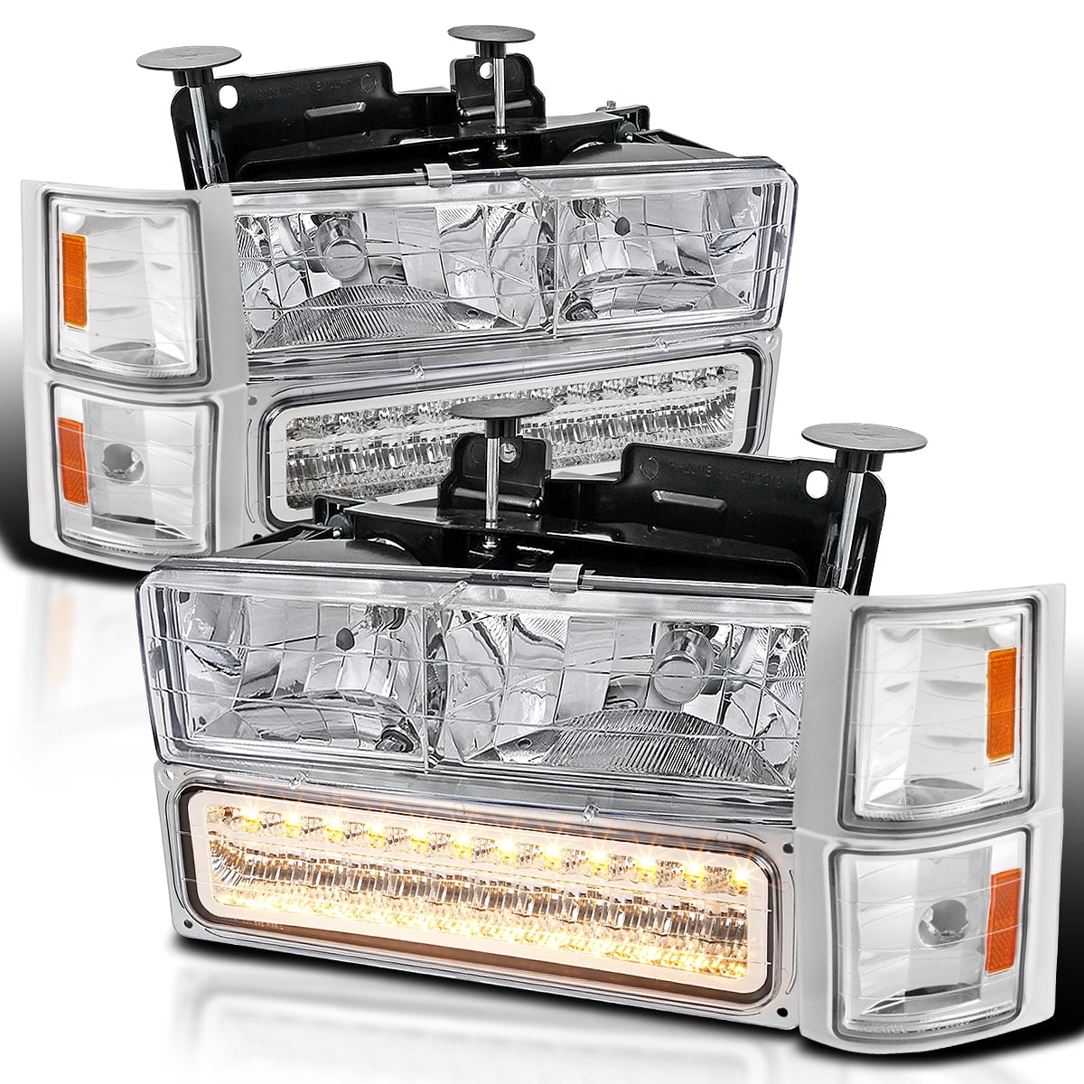 Spec-D Tuning Chrome Headlights + LED Bumper Lamps + Corner Lights ...