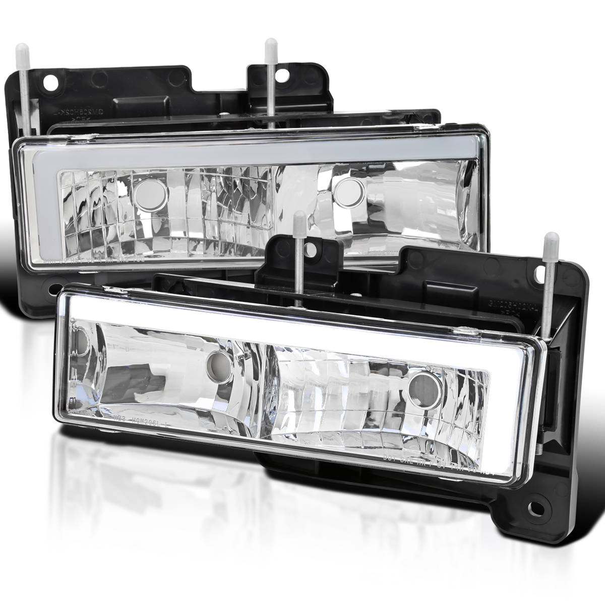 Spec-D Tuning Chrome Headlights w/ LED Bar Compatible with 1988-1998 ...