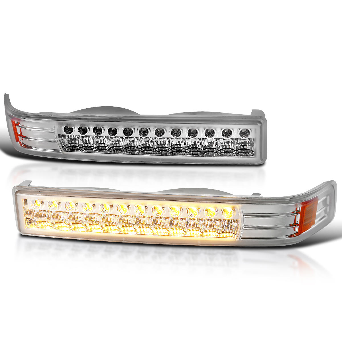 Spec-D Tuning Chrome Housing Clear Lens Bumper Lights Compatible with ...