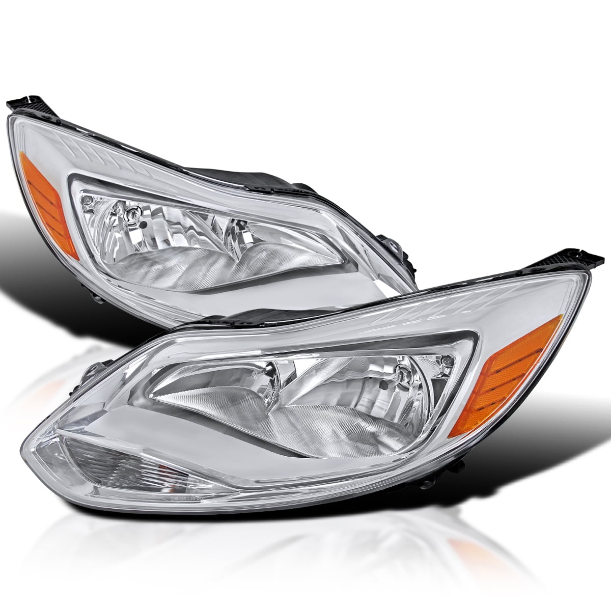 Spec-D Tuning Chrome Housing Clear Lens Headlights for 2012-2015 Ford ...