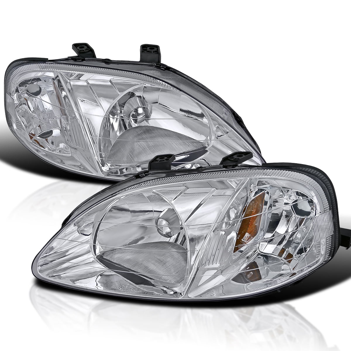 Spec-D Tuning Chrome Housing Clear Lens Headlights Compatible with 1999 ...