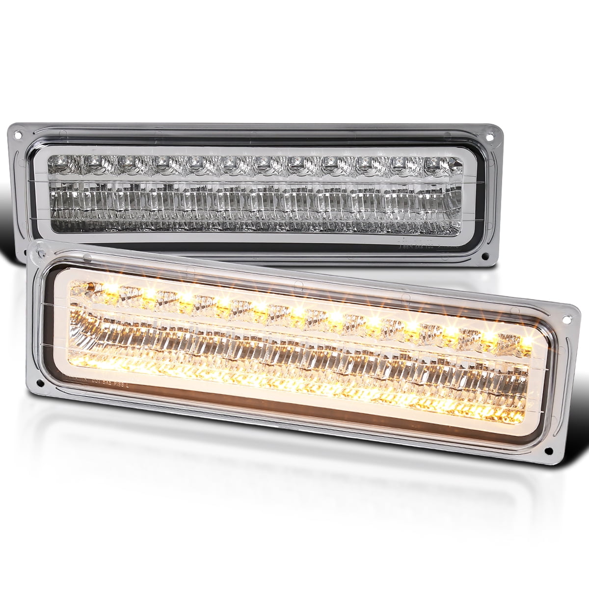 Spec-D Tuning Chrome Housing Clear Lens LED Bumper Lights Compatible ...