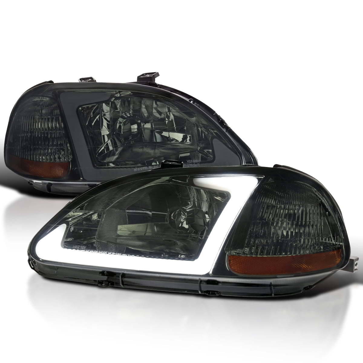 Spec-D Tuning Smoke Headlights w/ LED Tube Bar Compatible with 1996 ...