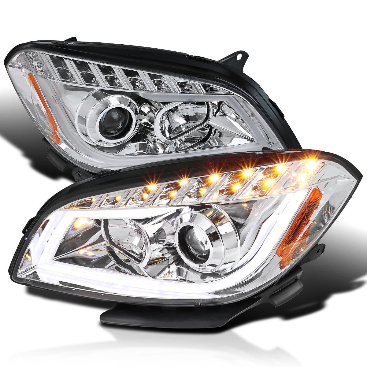 Spec-D Tuning Chrome LED Tube Projector Headlights, Chevy Malibu LS LT ...