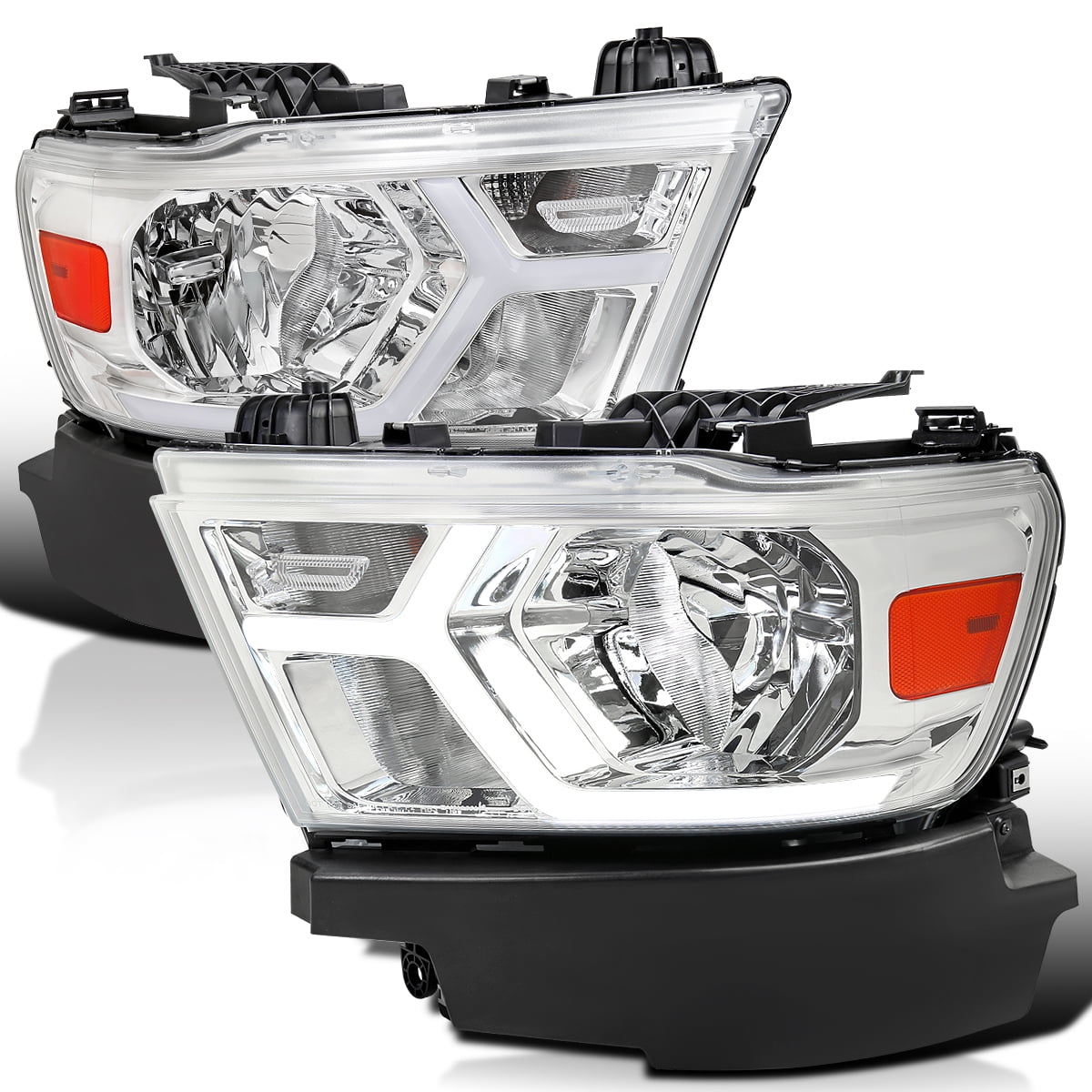 Spec-D Tuning Chrome LED Tube Headlights Compatible with 2019-2024 ...